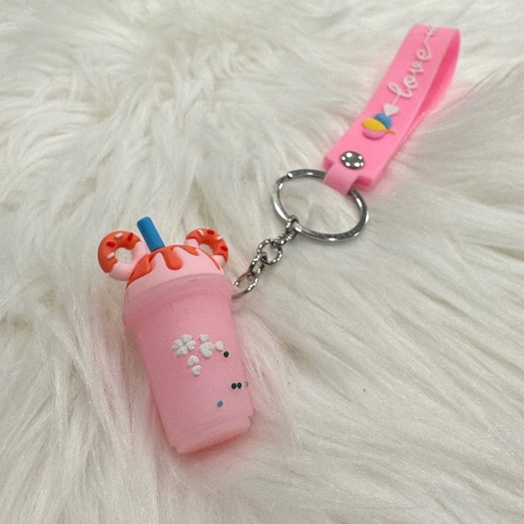 Disney | Accessories | Disney Mickey Pink Bubble Tea Cup Shape Keychain ...